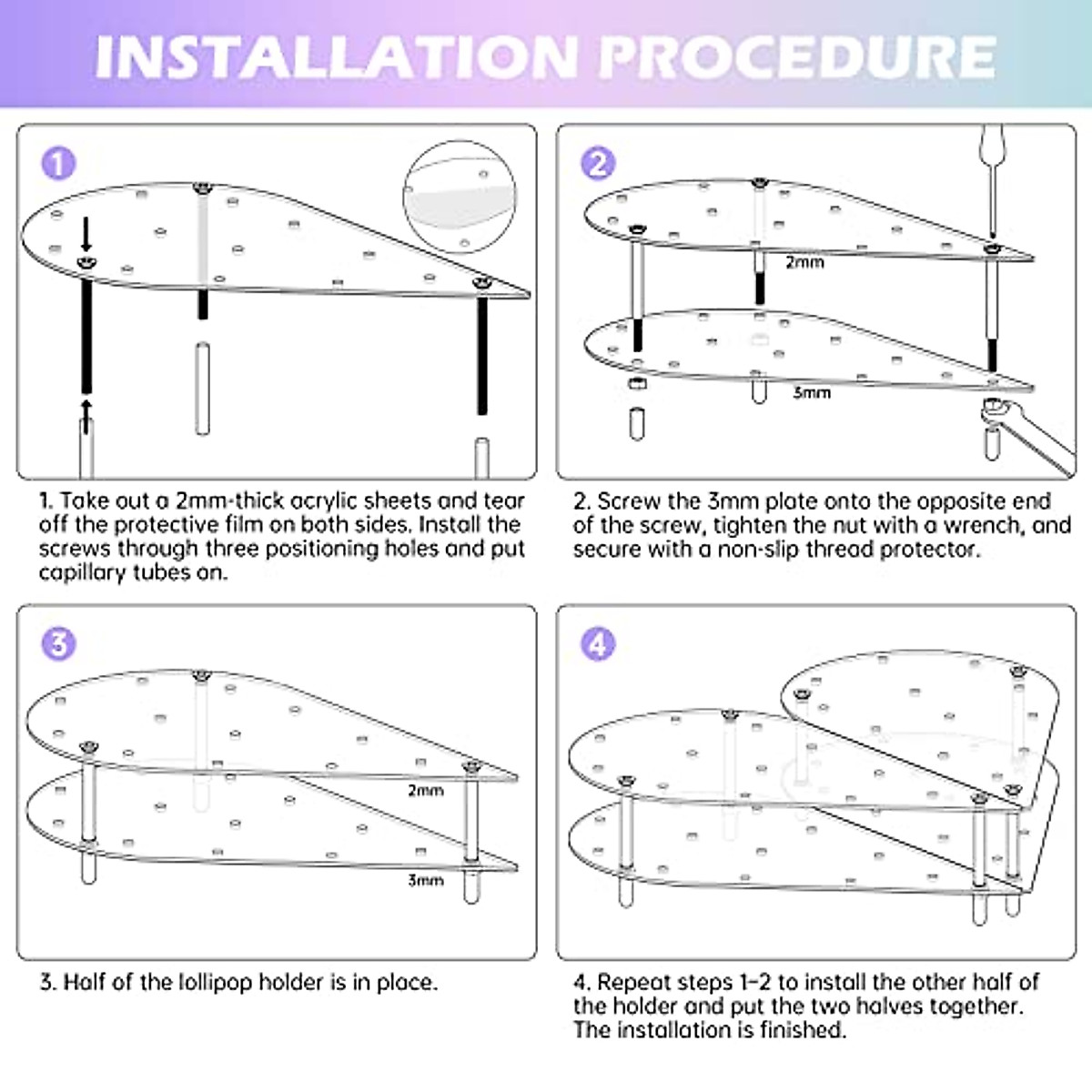 NiHome Cake Pop Stand Non Sticking Out, 24 Holes Acrylic Cake Pop Holder, Lollipop Cakepopsical Stand for Wedding Birthday Party Celebration, Heart Shaped