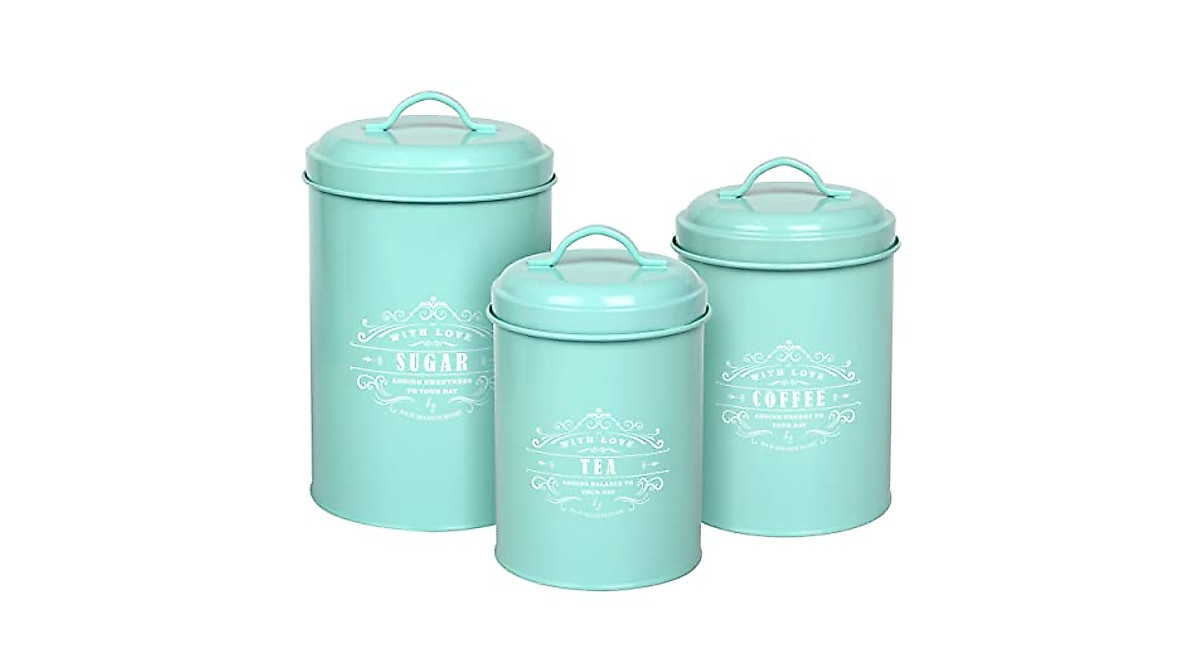Baie Maison Turquoise Farmhouse Canister Set - Stylish Kitchen Storage