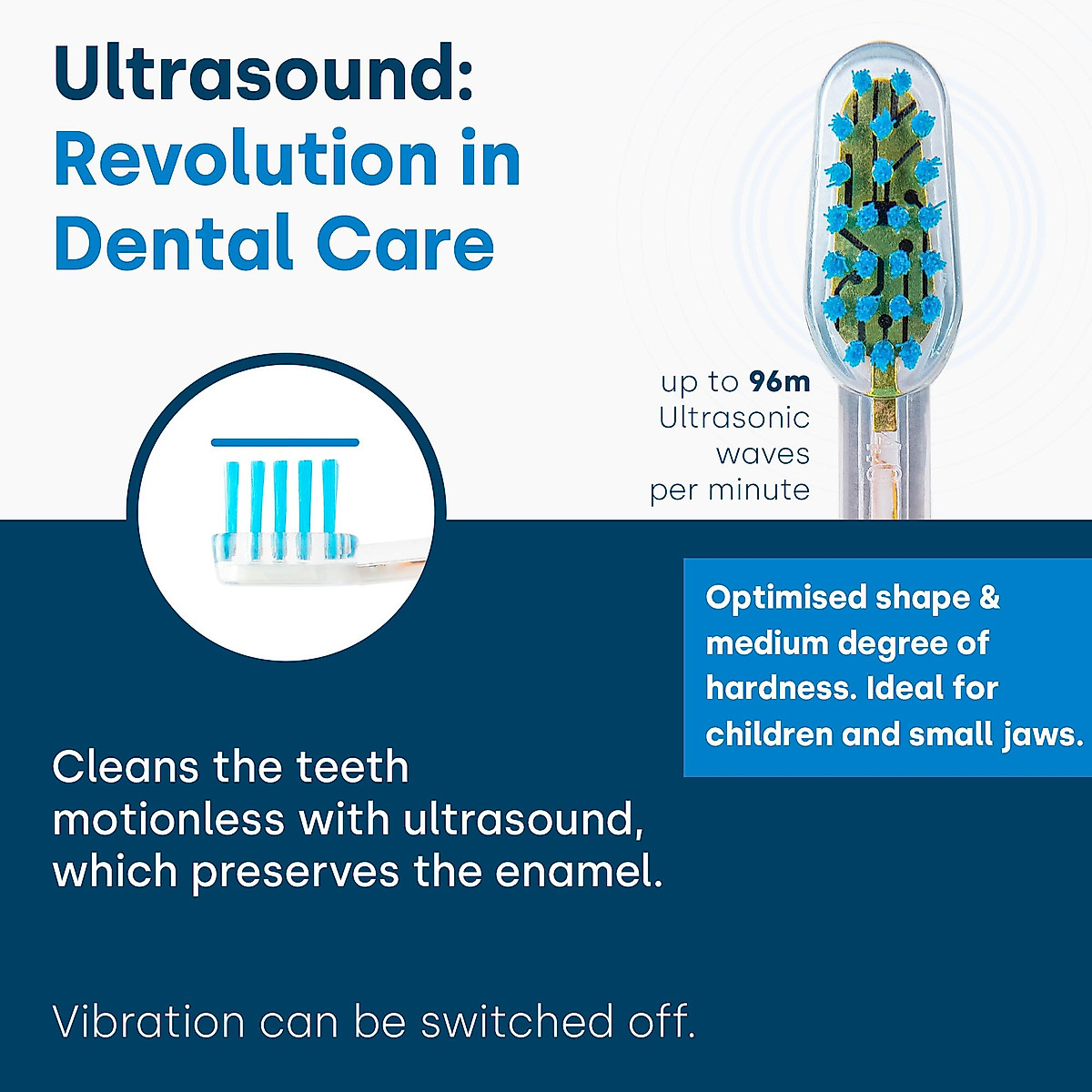 Emmi-dent Metallic/Professional 2-Pin Bristle-Head Attachments - Electric Toothbrush Replacement Heads. Cleans with Ultrasound Waves (Regular 4 Pack)