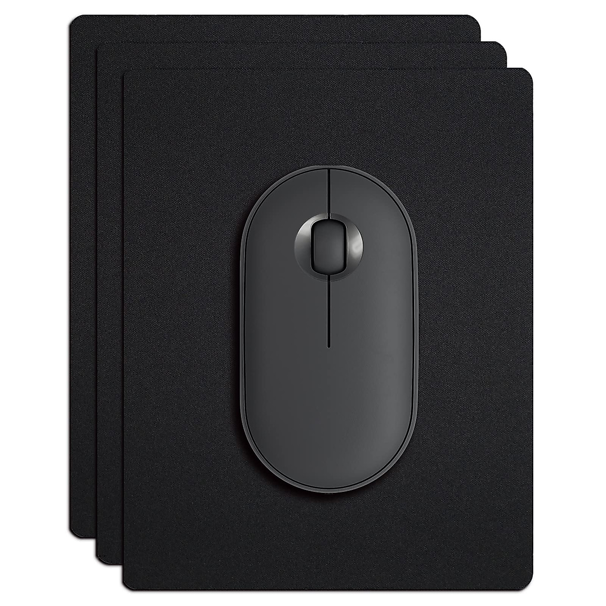 Cyanbone Small Mouse Pad 3 Pack, Mini Mouse Pads for Wireless Mouse and Laptop Computer, Portable Mousepad with Non-Slip Rubber Base & Waterproof Surface - Black -5.5 x 7 in