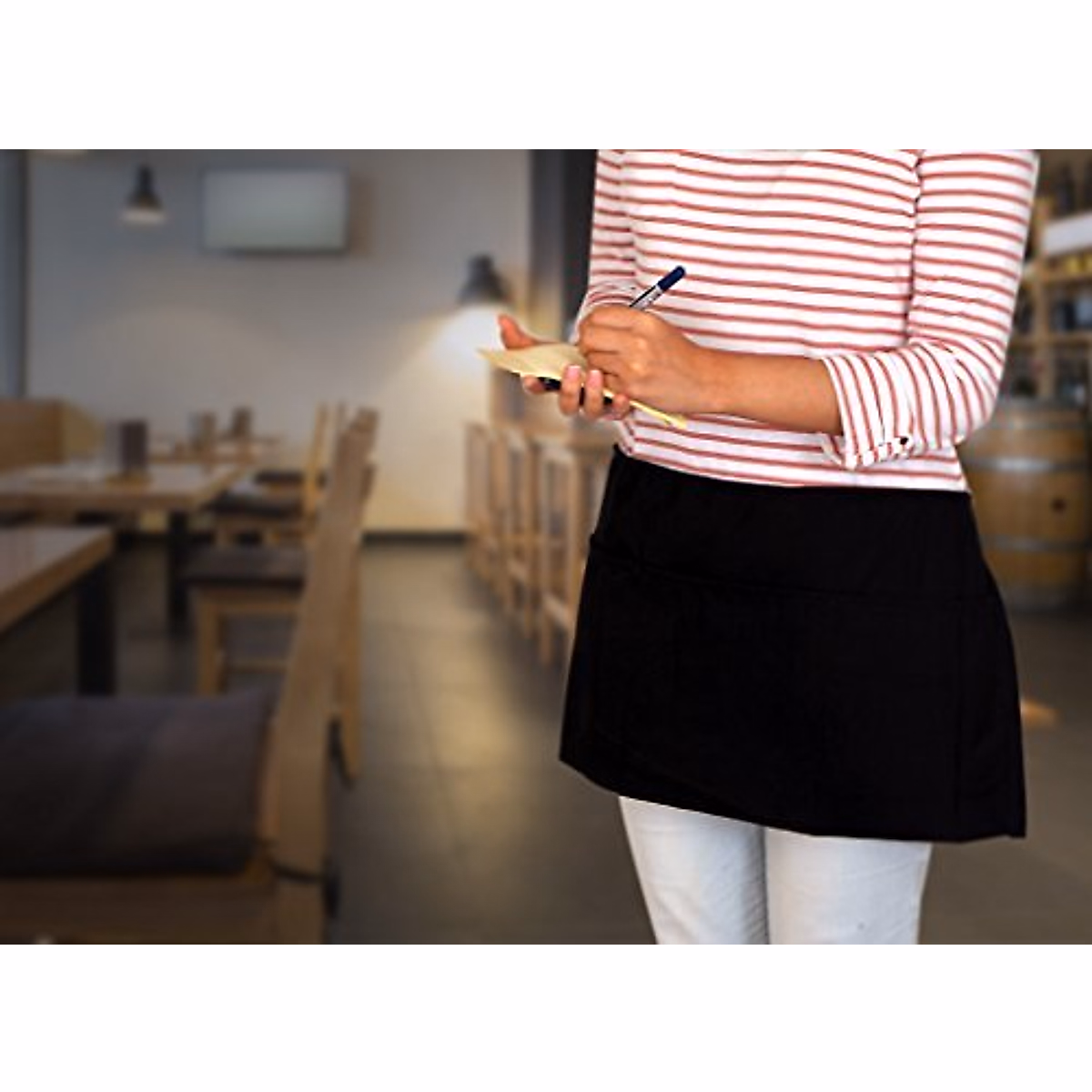 Utopia Wear 3 Pocket Waist Apron [Pack of 2], Server Short Apron for Men Women, Kitchen, Restaurant and Crafting, 24x12 Inches (Black)