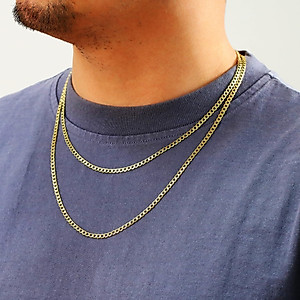 Nuragold 14k Yellow Gold 3.5mm Cuban Curb Link Chain Pendant Necklace, Mens Womens Jewelry 16" 18" 20" 22" 24" 26" 28" 30"