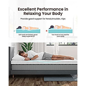 UniPon 4 Inch Gel Memory Foam Mattress Topper Queen, Medium Firm Mattress Topper, High Density Foam Bed Topper for Pressure Relief, Removable & Washable Cover, CertiPUR-US Certified