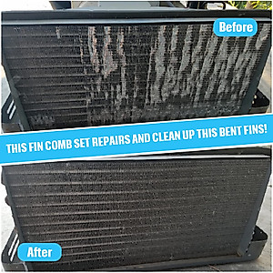 CHENGU 3 Pieces FCR6 Fin Comb Air Conditioner Fin Cleaner Set with 2 Different Brush Condenser Applicable to More Occasions Evaporator Radiator Clean Repair Tool Set