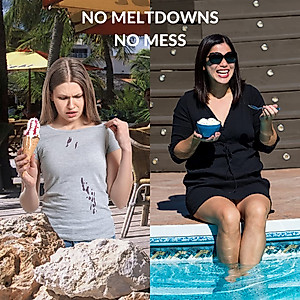 CALICLE - Insulated Ice Cream Bowl Set with Lid, Double Wall Vacuum Insulated Stainless Steel, for Cold and Hot Foods (Cereals, Soups, Snacks, Dips) - 12oz, Set of 2 (White Frost/Midnight Black)