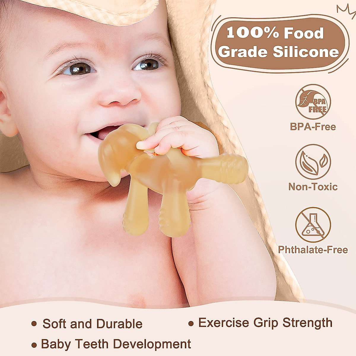 HHMY Baby Toys Baby Teething Toys for Babies 0-6-12 Months,Soft Silicone Baby Chew Toys Baby Teether Infants Toddlers Toys,Baby Teether Toys for Baby Girls Boys Birthday Gifts,Less Dust Collect