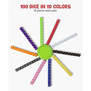 JoyCat 16mm 6 Sided Dice Set Standard Game Dice Kids for Board Games Dice Games Math Dice for Classroom with Storage Bucket 10 Colors (50, Opaque)