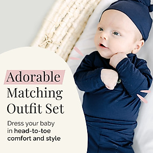 Stroller Society Newborn Baby Take Home Outfit and Hat Set, Cozy Gender Neutral Baby Clothes, Comfy Newborn Outfit for Boys and Girls, Stylish Newborn Clothes, 0 to 3 months old, Navy Blue