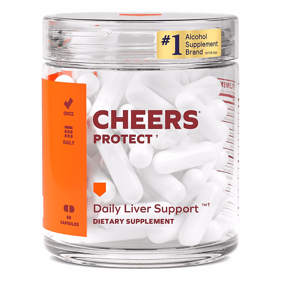 Cheers Protect | Daily Liver Supplement for Drinkers with L-Cysteine + DHM | Increase Glutathione Levels | 30 Doses | Cysteine, Dihydromyricetin, Milk Thistle, Prickly Pear, B-Vitamins, Ginger