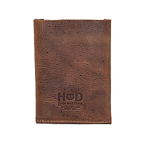 Hide & Drink, Leather Front Pocket Card Holder, Holds Up to 4 Cards Plus Folded Bills/Wallet/Pouch/Case/Organizer, Handmade Includes 101 Year Warranty :: Bourbon Brown