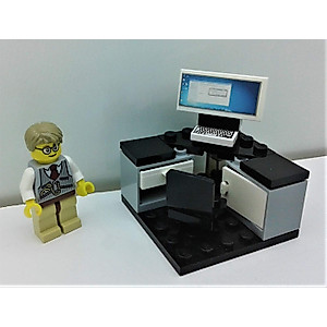 Custom Toys & Hobbies INC Building Bricks Businessman Lawyer Office Setup- Premium Quality Desk Keyboard Computer & Minifigure Holiday Birthday Gift for Kids