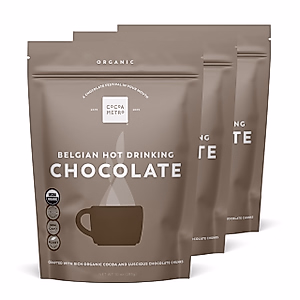 Cocoa Metro Organic Belgian Hot Drinking Chocolate (3-Pack), organic hot chocolate with chunks of rich chocolate, European cacao roasting brings out fullest chocolate flavor, Non-GMO hot cocoa, Not formulated for health benefits but for best chocolate fla