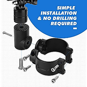 kemimoto UTV ATV Camera Mount Multi-Adjustable Compatible with GoPro Polaris for 1.75"-2" Roll Bar Roll Cage 360° Rotaion Aluminum Action Camera Holder for Hero 10 9 8 7 SJ DJL Insta360 Boat Truck