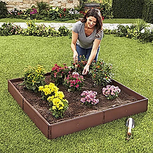 The Lakeside Collection Outdoor Raised Garden Bed for Vegetables, Herbs, Flowers - Customizable Large Wooden Planter Box Kit for Grass, Yard, Lawn