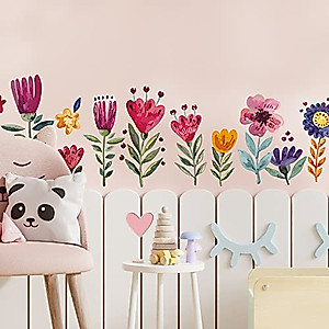 Flowers Wall Decals for Girls Bedroom - Children DIY Wall Art Stickers for Classroom, Nursery, playroom - Preschool Floral Peel and Stick Decor