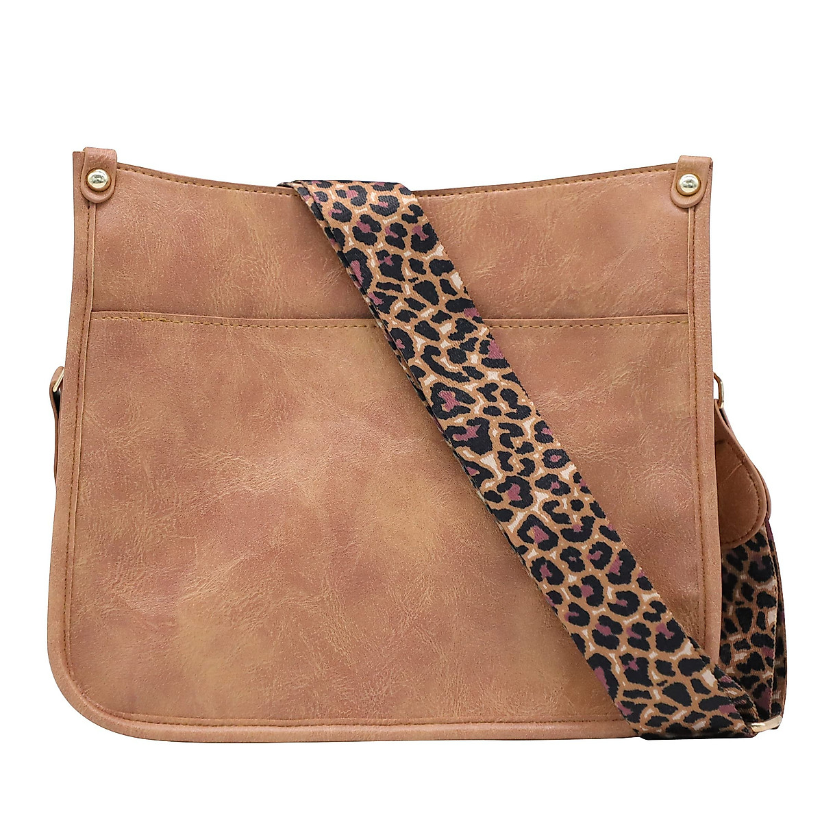 Zyyfly Guitar Strap Purse Vegan Leather Crossbody Bags for Women with Leopard Guitar Purse Strap Brown