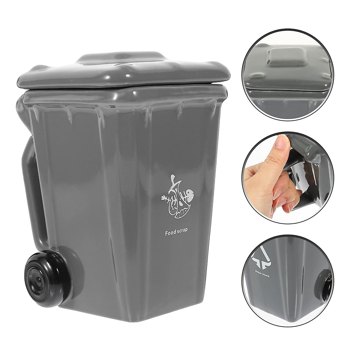 Hemoton Funny Trash Can Mug Porcelain Coffee Cup with Handle Cover Novelty Garbage Bin Ceramic Mug Porcelain Tea Cup Water Drinking Cup Milk Mug Gifts