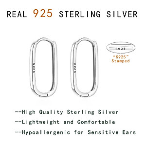 Reffeer 925 Sterling Silver U Hoop Earrings for Women Teens Minimalist Square Hoop Earrings U Huggie Earrings (A-Silver)