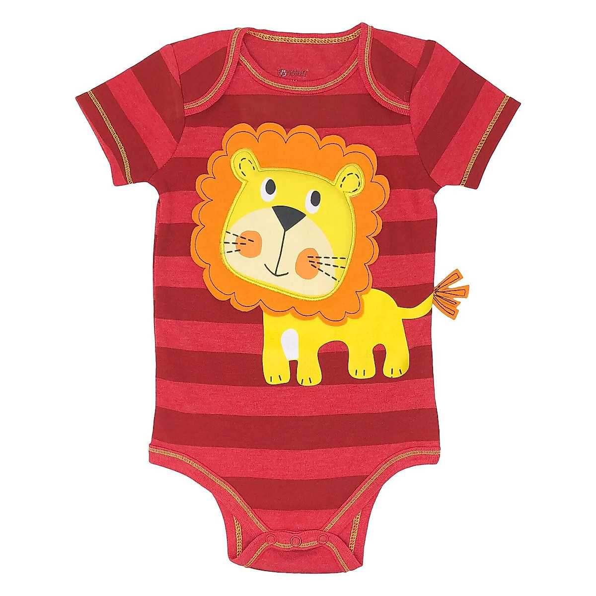 Funstuff Baby Boy Girl 5 Pack Animal Bodysuits Lion Panda Dinosaur Tiger Shark (0-3 Months)