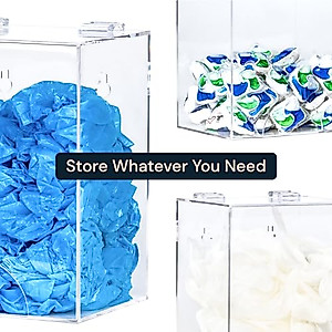 SimplyImagine Wall-Mounted Glove Dispenser for Emesis Bags, Hairnet, Face Mask, Laundry Pods, Safety Glasses, Earplugs- Acrylic Medical Shoe Covers, Safety Goggles, Toys, Hair Accessories, Beard Nets