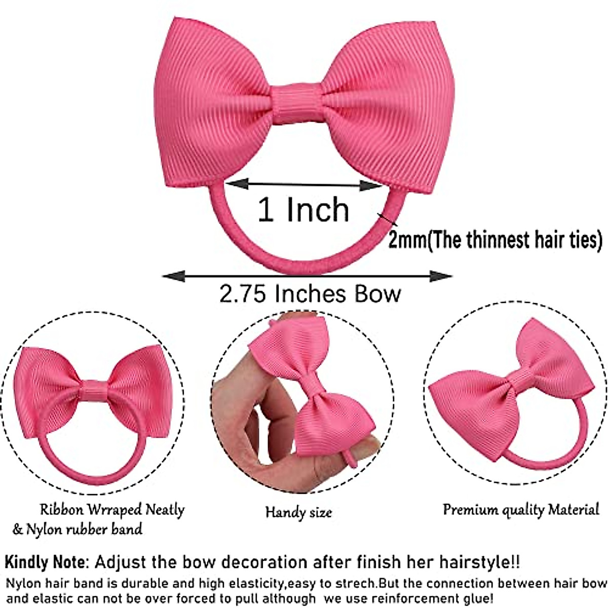 CELLOT Toddler Hair Ties 40pcs 2.75" Baby Girls Hair Bows Tie Baby Bows Elastics Rubber Ribbon Hair Bands Accessories for Baby Girls Kids Children