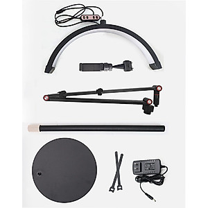 toyshi Eyelash LED Floor Light, Half Moon Lamp for Lash Extension Lighting for Beauty, Skincare, Eyebrows, Filming Content Creation with Phone Holder (Black)