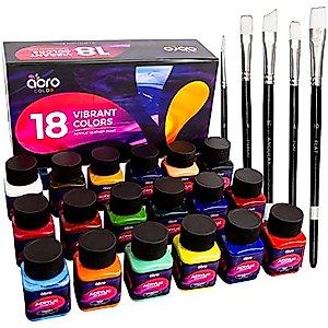 Acrylic Leather Paint for Shoes - 18 Color Acrylic Leather Paint Kit With 5 Paint Brushes (Deglazer and finisher not Included) - Great Repair Finisher For Shoes, Sneakers, Couches, Bags, Car Seats, Wallets, Jackets