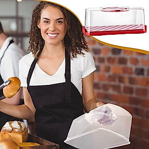 Tessco 4 Pieces Portable Bread Box with Clear Lid and Handle, Plastic Bread Keeper Rectangular Loaf Cake Containers for Carrying and Storing Loaf Bread Pastry Food Banana Pumpkin Bread, 4 Colors