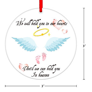 FaCraft Baby Christmas in Heaven Ornament - 3" Angel Memorial Christmas Ornaments - Footprint Hold You in Our Hearts Loss of Baby Sympathy & Memorial Gifts