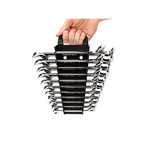 TEKTON Angle Head Open End Wrench Set with Holder, 11-Piece (3/8-1 in.) | WAE91102