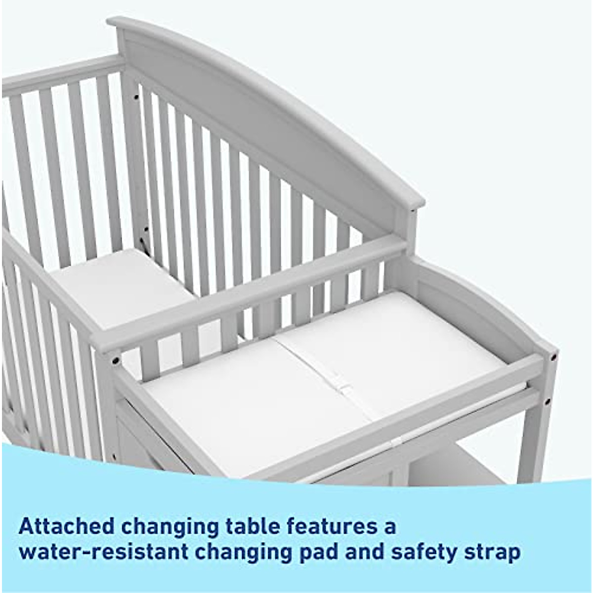 Graco Benton 5-in-1 Convertible Crib and Changer (Pebble Gray) – Crib and Changing Table Combo, Includes Water-Resistant Changing Pad, 3 Drawers, Converts to Toddler Bed, Daybed and Full-Size Bed