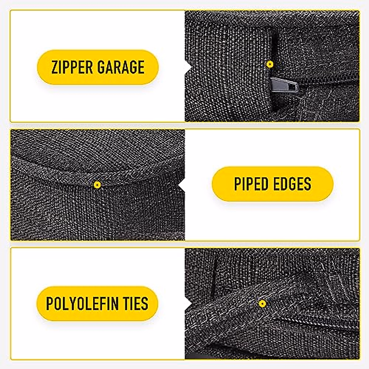 SUNROX Gel Memory Foam Chair Cushions, FadeShield Water-, Stain-Resistant Durable Reversible Seat Cushion Pads with Ties for Indoor/Outdoor Kitchen Dining Office 17"x16" Set of 4, Midnight