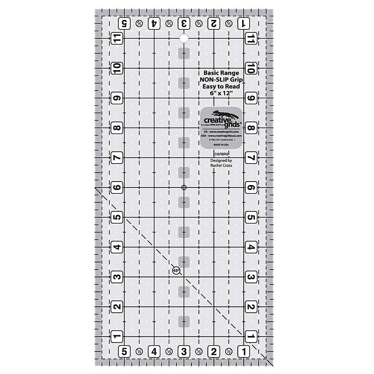 Creative Grids Basic Range 6in x 12in Rectangle Quilt Ruler - CGRBR5