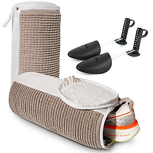 Shoe Washing Machine Bag, 360 Wrap-around Cleaning Shoe Laundry Bags with 2 Adjustable Shoe Trees, Upgrade Shoe Bag with 10000+ Fluffy Fibers for Machine Washable Sneaker Gym Shoes