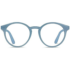 WearMe Pro Retro Round Blue Light Blocking Glasses - UV & Bluelight Blocker for Women - Anti Glare, Trendy Non Prescription for Reading (Grey Frame)