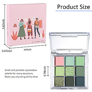 CAKAILA 9 Colors Green Highly Pigmented Colorful Eyeshadow Palette,Matte Shimmer Forest Emerald Green Eye Shadow Makeup Palettes,Long Lasting Waterproof Eye Makeup Palette