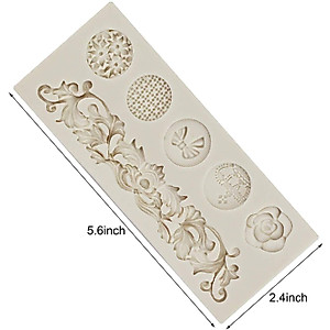 3 Pieces Baroque Fondant Molds Scroll Border Lace Silicone Molds Curlicues Gum Paste Candy Chocolate Molds for Cake Decorating Sugar Craft Polymer Clay