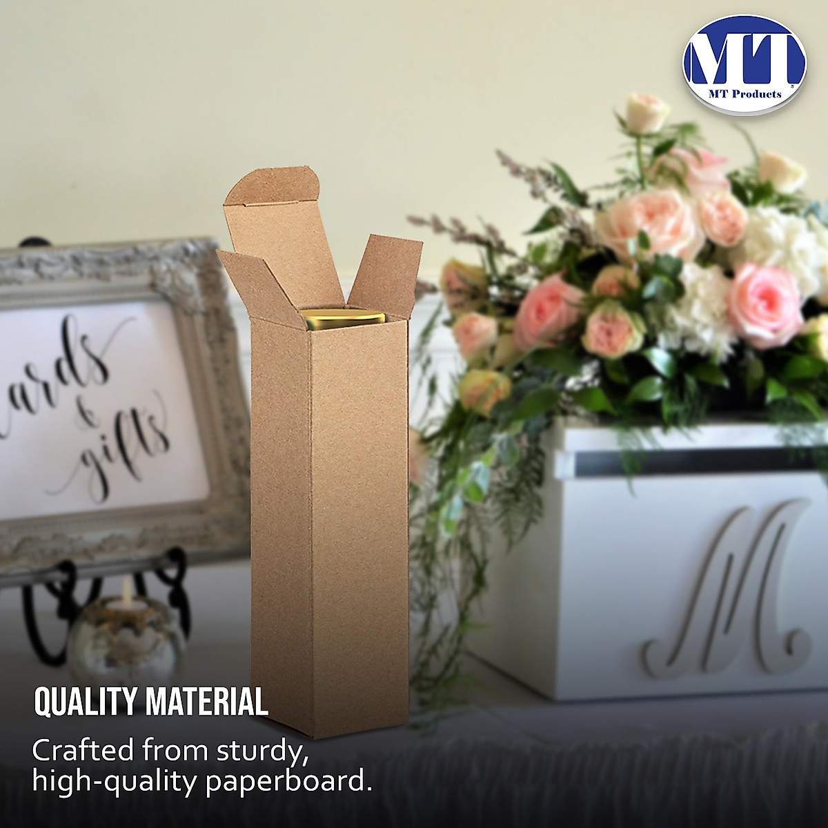 MT Products Tuck Top Small Kraft Paperboard Gift Box Perfect Packaging for Any Occasions Easily Assembles 2 in x 2 in x 7 in (30 Pieces) - Made in the USA