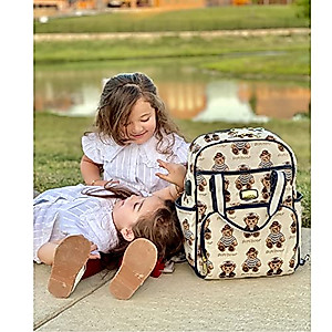 pipi bear Baby Diaper Bag Backpack with Stroller Straps and Changing Pad, Jacquard Diaper Backpack Mom Dad Travel Back Pack with USB Charging Port, Stylish Maternity Bag for Baby Girls Boys