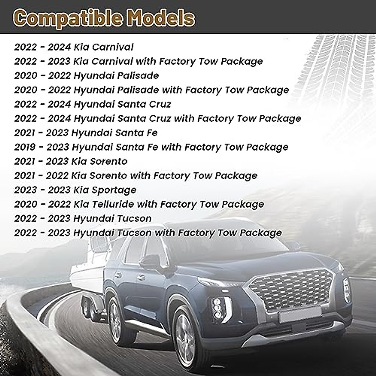 Oyviny Custom 4 Way Trailer Wiring Harness 56420 for 2019-2023 Hyundai Santa Fe/2020-2022 Palisade/2022-2024 Hyundai Santa Cruz/2022-2023 Tucson, for 2020-2022 Kia Telluride/2022-2024 Carnival