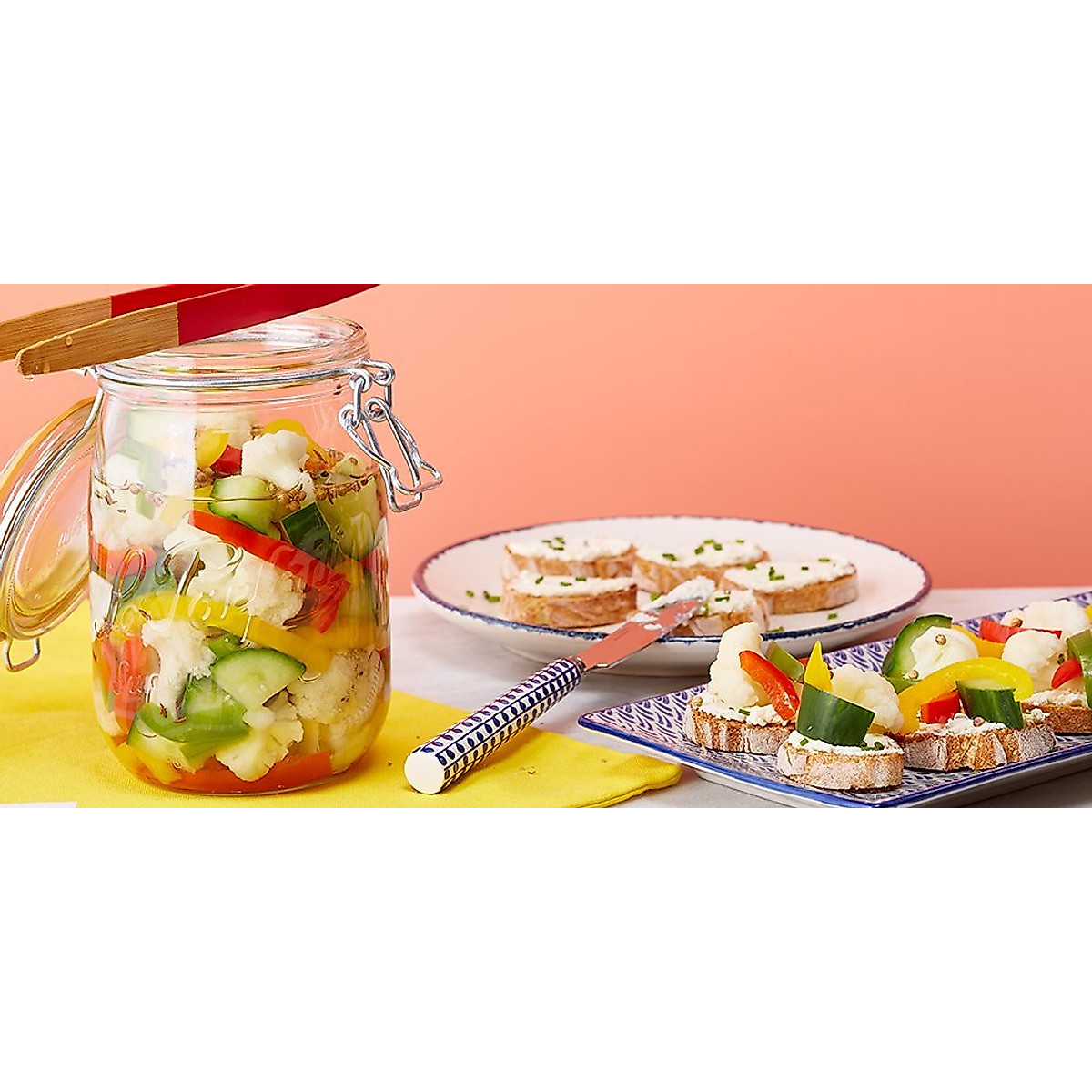 Le Parfait Super Jar, Canning Jar, 1L French Glass Canning Jar w/Round Body, Glass Jar With Airtight Lid, Canning Jar Wide Mouth, Glass Jar With Lid, Clear Jars, Clear Glass Jars (32oz/Quart, 1 pk)