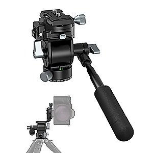 SmallRig Video Head for Vertical/Horizontal Shooting, Tripod Pan Tilt Fluid Head with Telescopic Handle and Switchable QR Plate for Arca, Max Load 5kg / 11Ibs for Camcorder, Mirrorless, DSLR - 4104