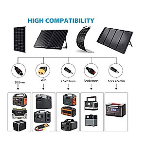 PolyEnergy Solar Connector to 4X Connector Adapter DC8mm Anderson XT60 Connector DC5521 DC5525 Connector Solar Charge Cable for 100W to 200W Portable Solar Panel for Portable Power Station