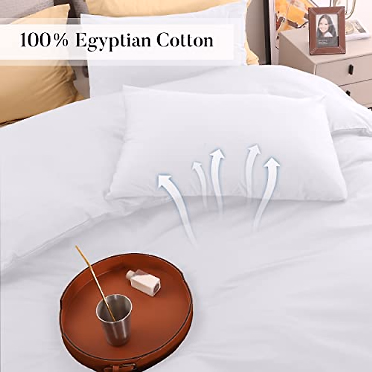 SNOWMAN Duvet Cover Queen Size,3 Pieces Bedding Sets,1200Thread Count 100% Egyptian Cotton Comforter Cover with 2 Pillowcases Ultra Soft&Breathable(White,90x90Inches)