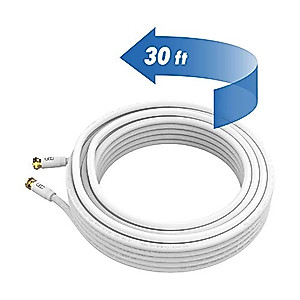 Ultra Clarity Cables Coaxial Cable (30 ft) Triple Shielded - RG6 Coax TV Cable Cord Wire in-Wall Rated - Digital Audio Video with Male F Gold Plated Connectors -30 feet