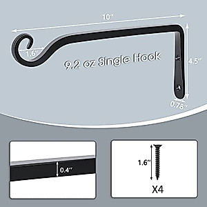 Gtongoko 6-10-15 Inch Sturdy Hanging Plant Bracket - Decorative Plant Hanger for Hanging - 2 Pack (10 Inch)