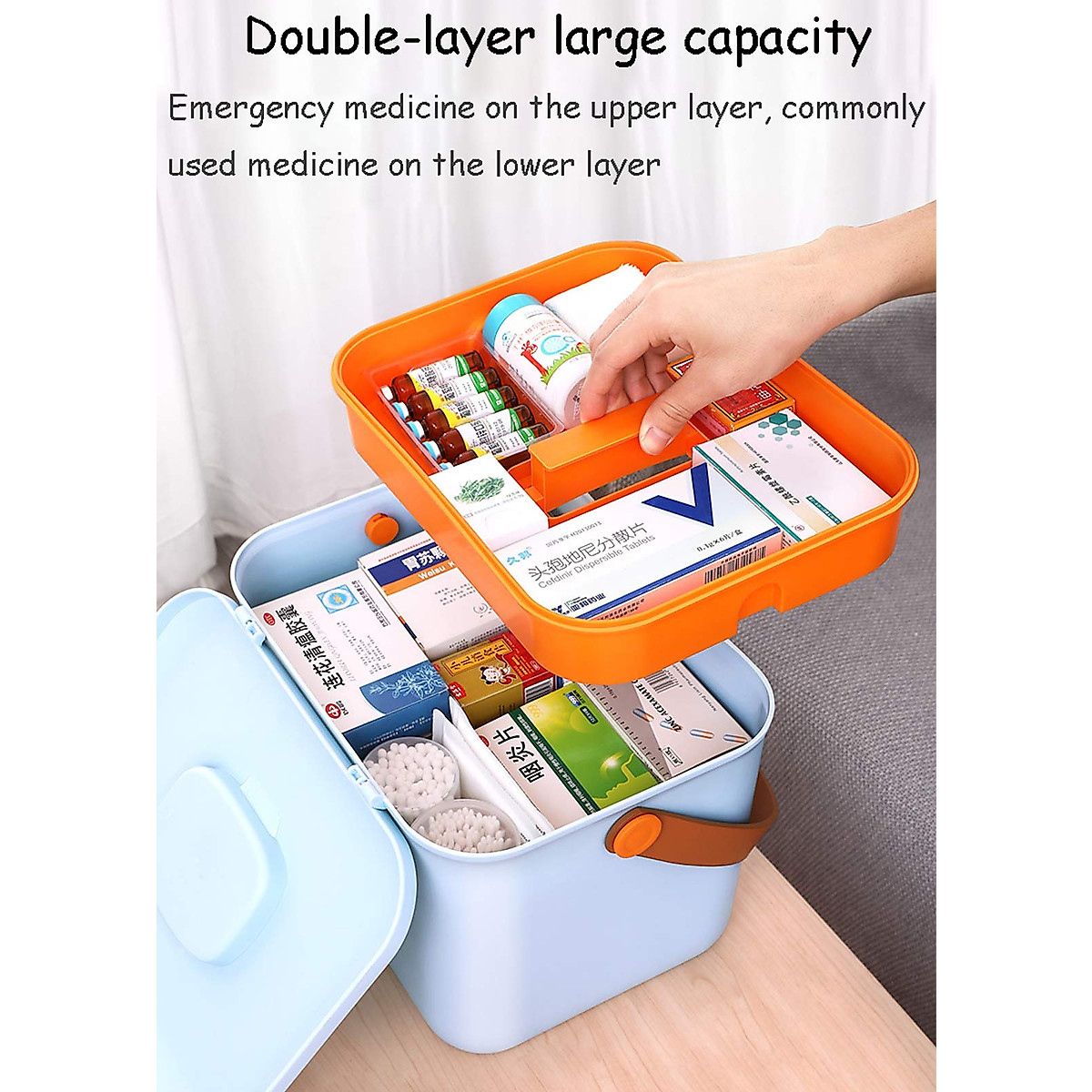 ZMQJEQANBG Family First Aid Box,Portable Medicine Chest Storage,First Aid Box, Portable Pill Drug Storage Box, Portable Medicine Medicine Chest with A Handle, for Household,Travel,Work S 25.5X19.5X19.