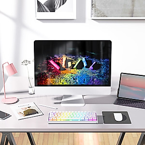 STOGA 60% Gaming Keyboard, White Mini Keyboard with Rainbow Blacklit, Wired Mechanical Keyboard for Computer, 61keys RGB Keyboard with Brown Switch,Pudding Keycap Keyboard for Windows PC/Mac Gamers