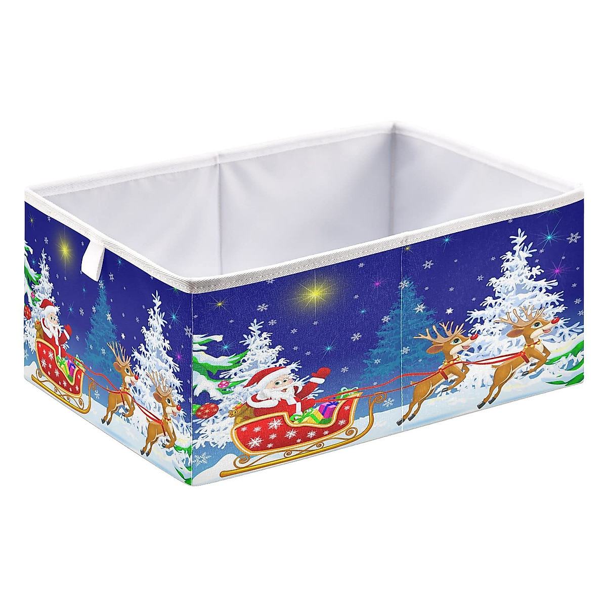 ALAZA Foldable Storage Bins, Christmas Santa Claus Deer Winter Forest Storage Boxes Decorative Basket for Bedroom Nursery Closet Toys Books