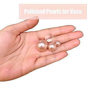 Cymtoo 140 Pieces Pearl for Vase Filler No Hole Pearl Beads for Centerpieces Vase Makeup Beads for Brushes Holder for Home Wedding Decor 10/14/20mm (Rose Gold)